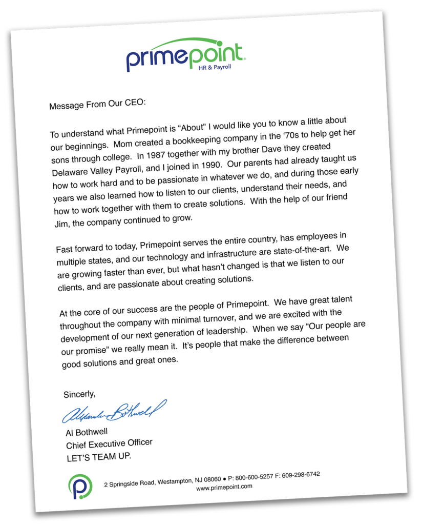 CEO Message - Payroll Processing Service, Taxes, & HR - Primepoint HRMS ...
